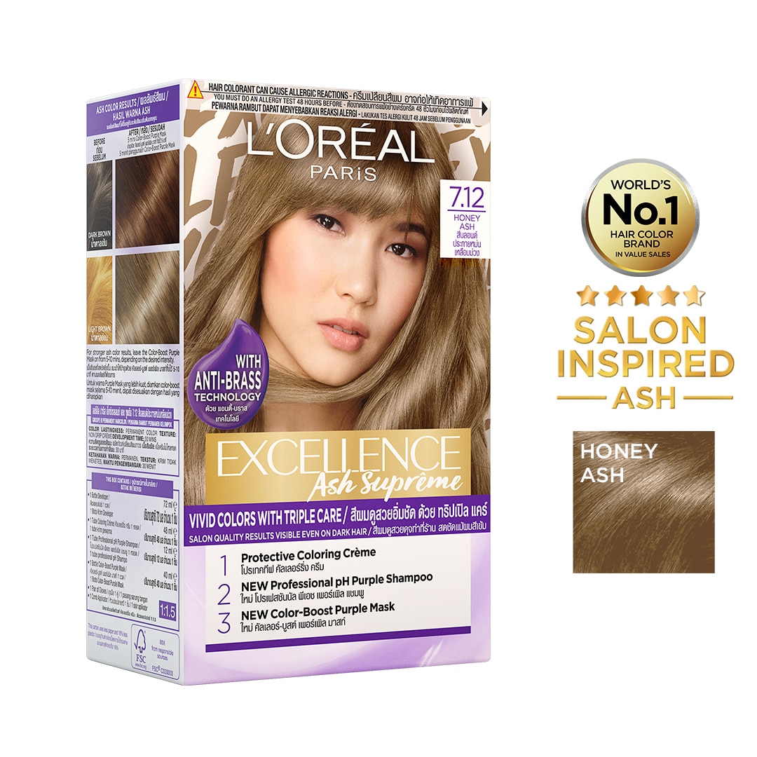 Loreal Excellence Ash Supreme Hair Color 7 12 Honey Ash With Anti