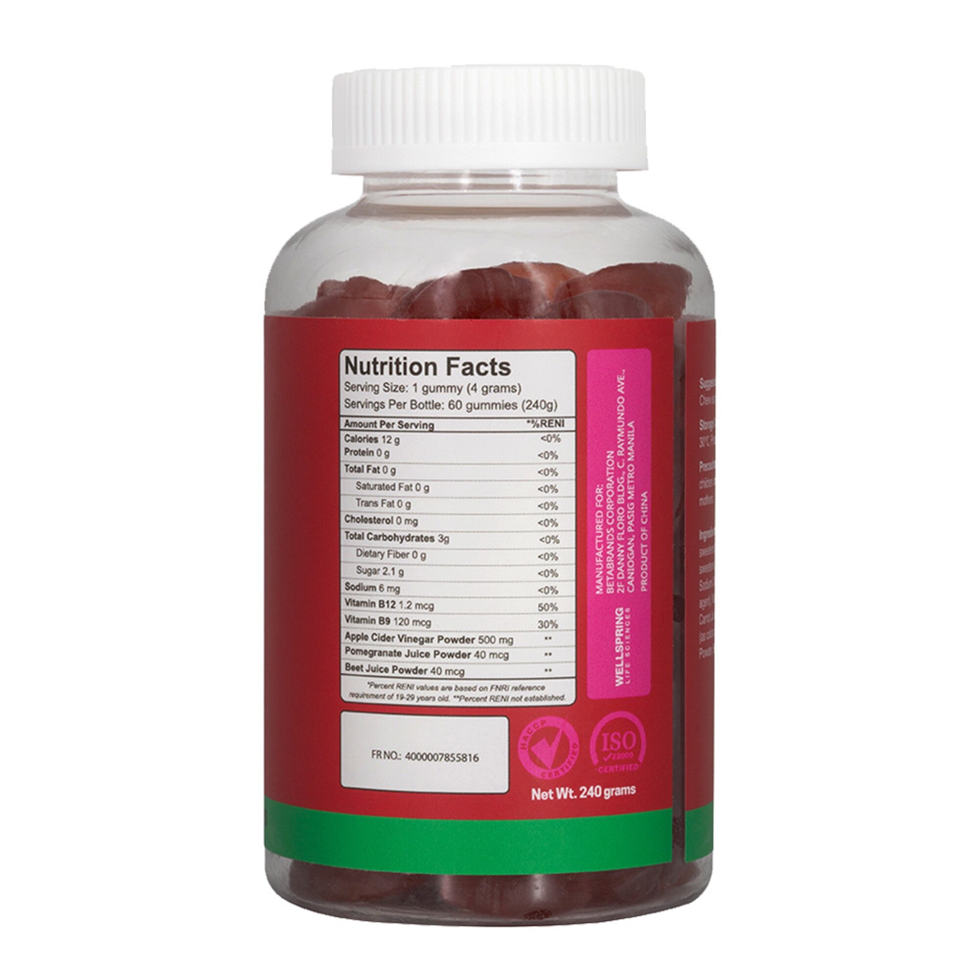 Wellspring Apple Cider Vinegar Gummies For Detox And Immunity 60