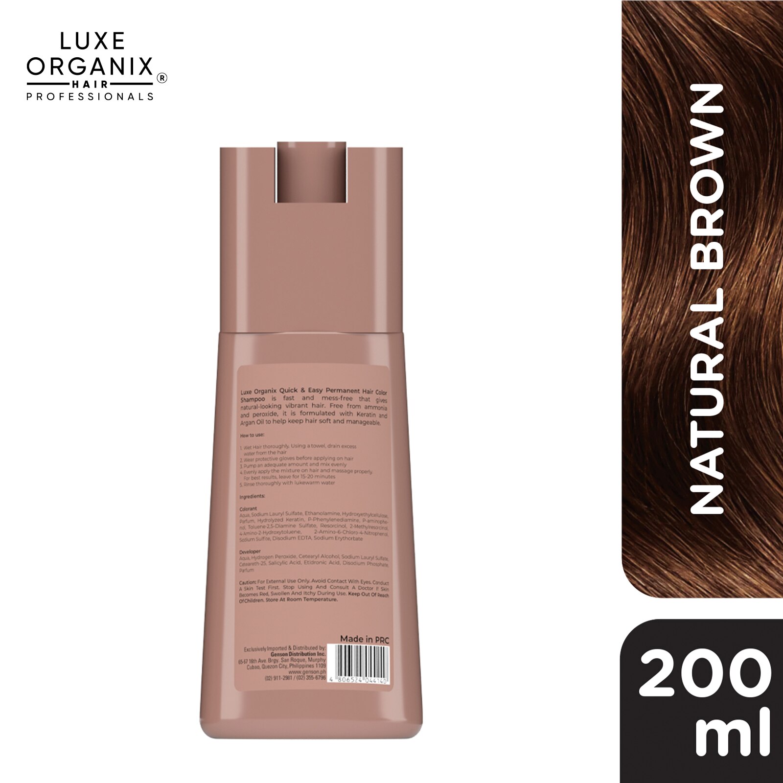 Luxe Organix Luxe Organix Hair Color Shampoo Natural Brown 200ml