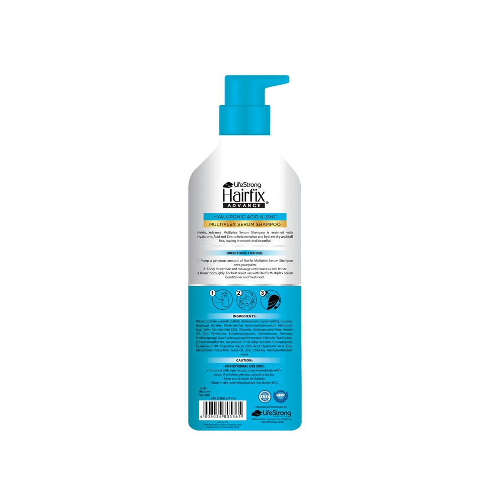 Hairfix Advance Hyaluronic Acid And Zinc Multiplex Serum Shampoo 250ml